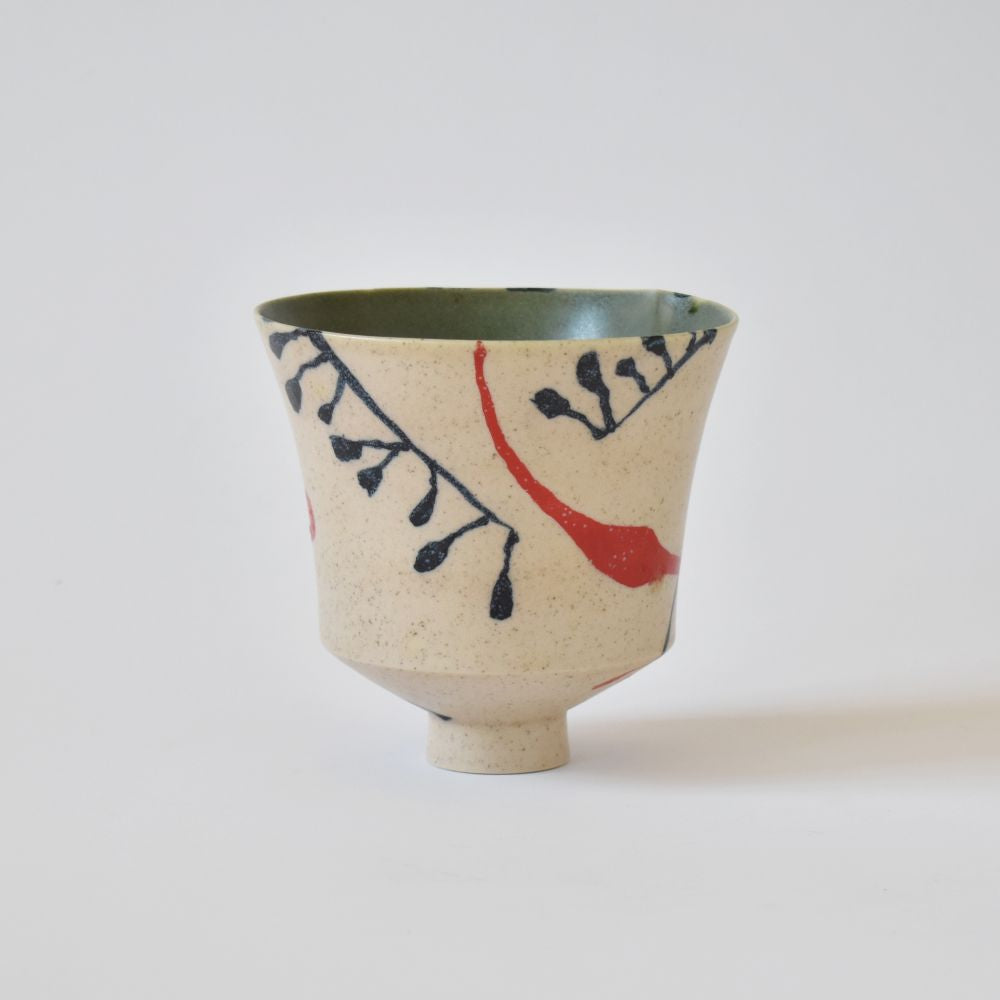 Marino Moretti Stoneware Flared vase with Red and Blue – Bellezza Home